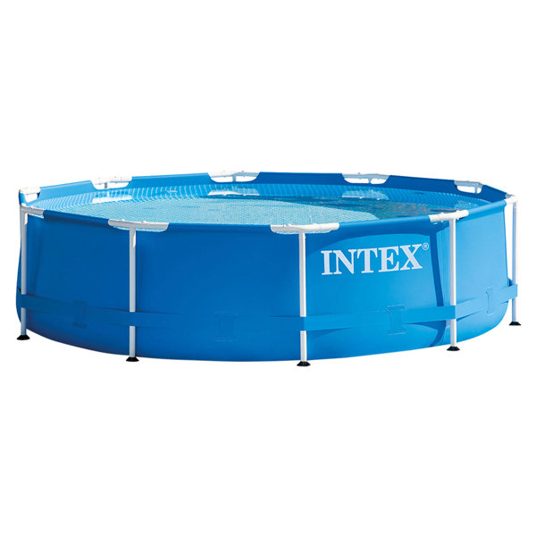 Intex Round Metal Frame Outdoor Backyard Above Ground Swimming Pool ...