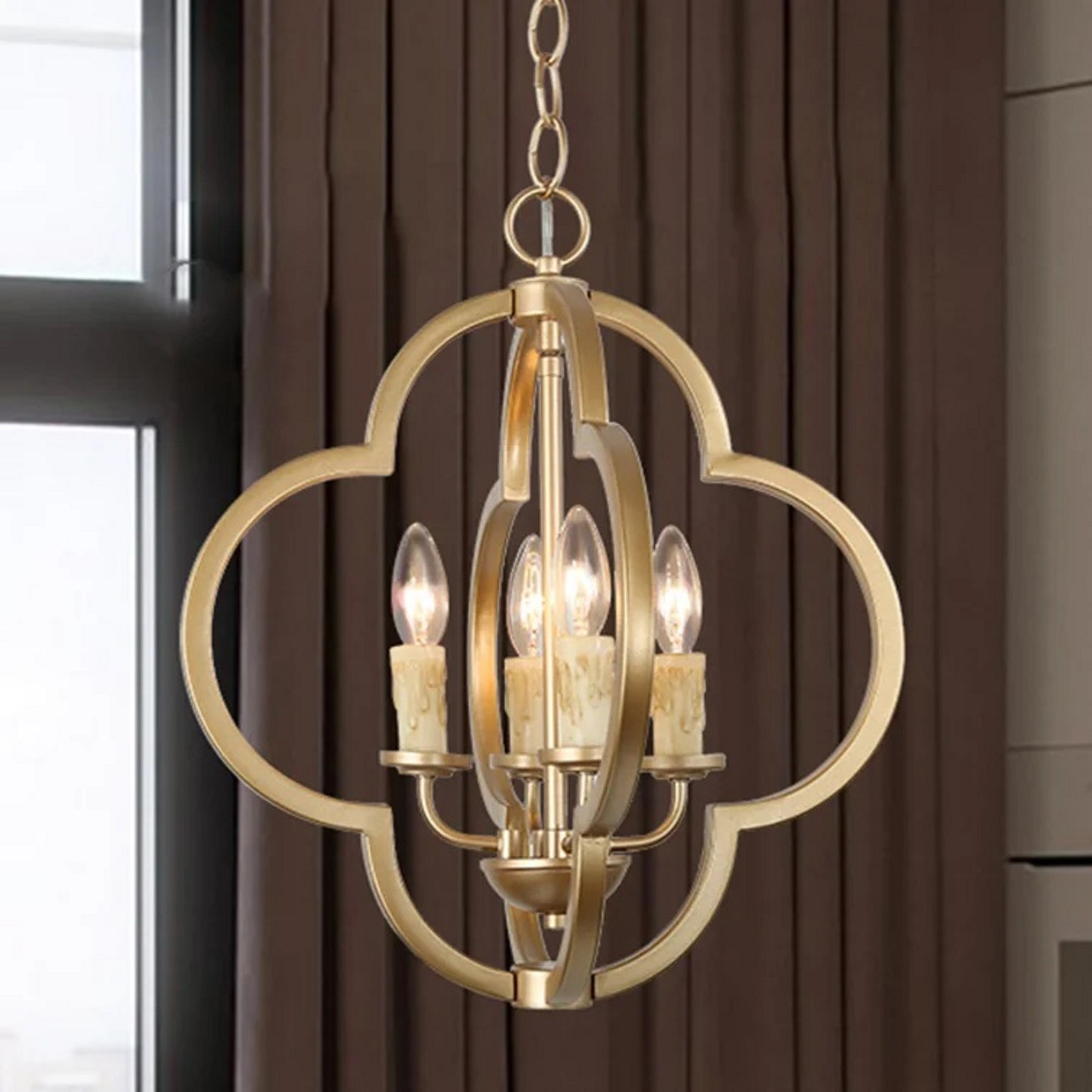 Rosdorf Park Akeeb 4- Light 16'' W Dimmable Gold Candle Style Globe ...