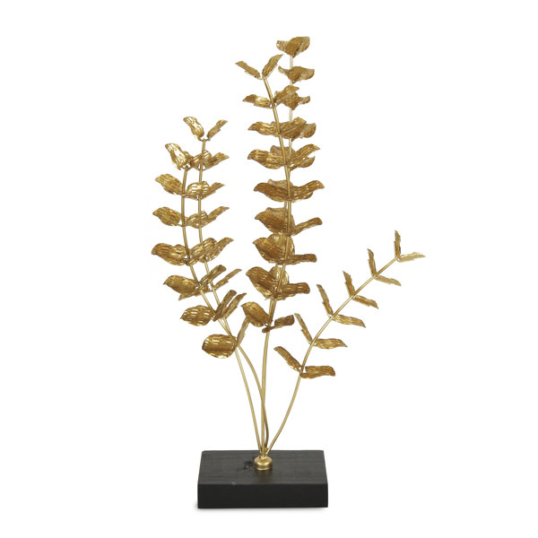 Mercer41 Jacoby Golden Leaf Stem Sculpture | Wayfair