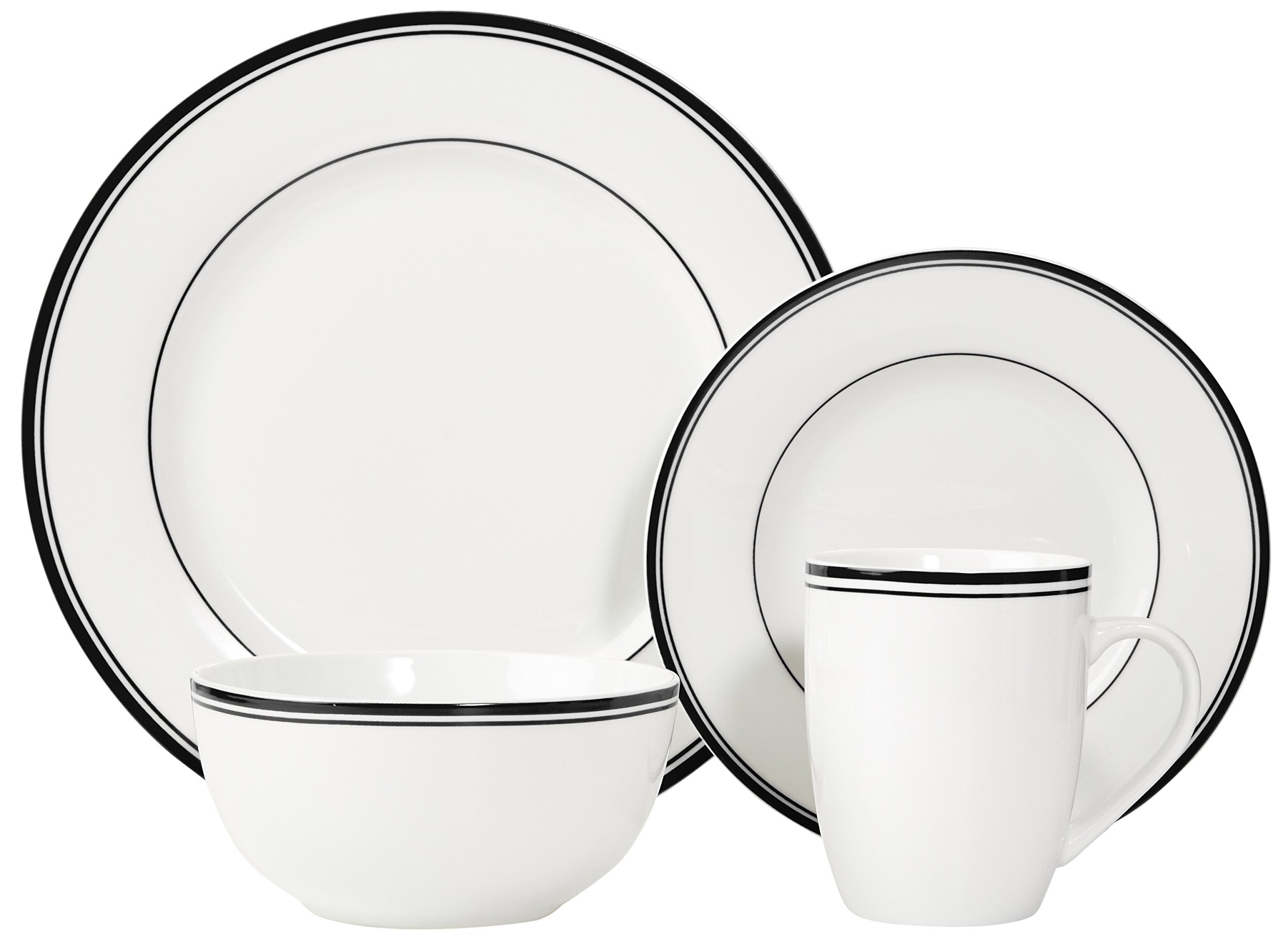Longshore Tides Cafe Stripe Kitchen Dinnerware Set, Plates, Bowls, Mugs ...