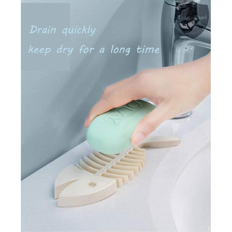 Dovecove A Green Fish-Bone Shaped Soap Shelf, Soft Polypropylene Drain ...
