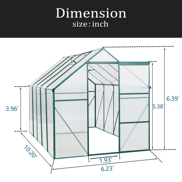 Magiccactus 6FT Polycarbonate Greenhouse Raised Base And Anchor ...