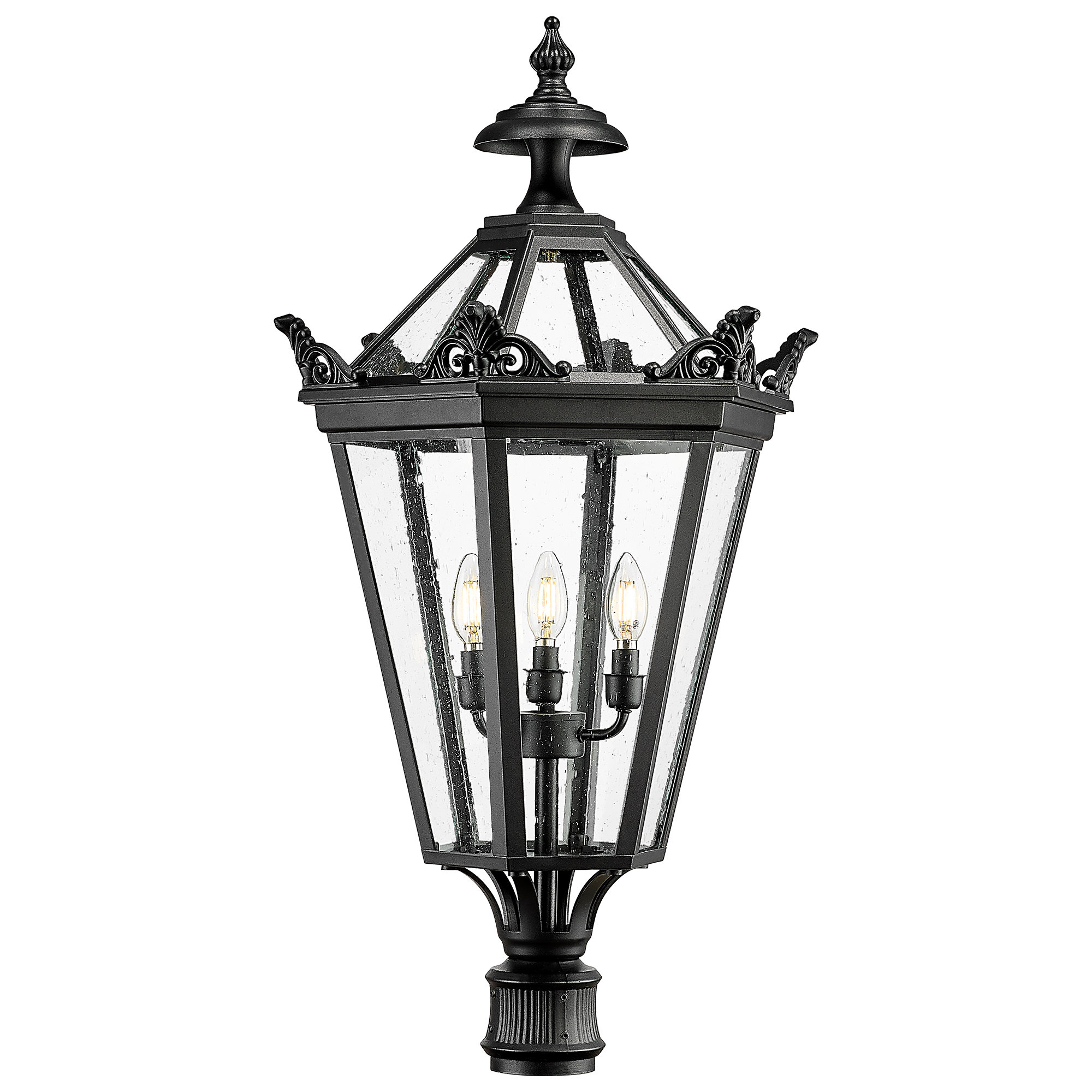 Darby Home Co Aluminum 33 Inch Large Post Lantern With Seeded Glass ...
