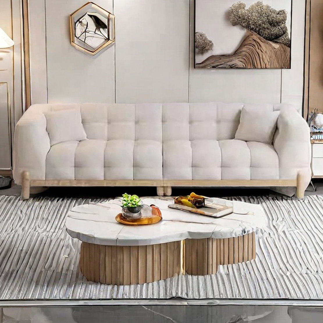 ComfySofa.s Cream style modern simple straight row cloud sofa - Wayfair ...