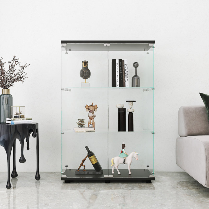 Ebern Designs Nekol Display Stand,Glass Display Cabinet with 2 Doors ...