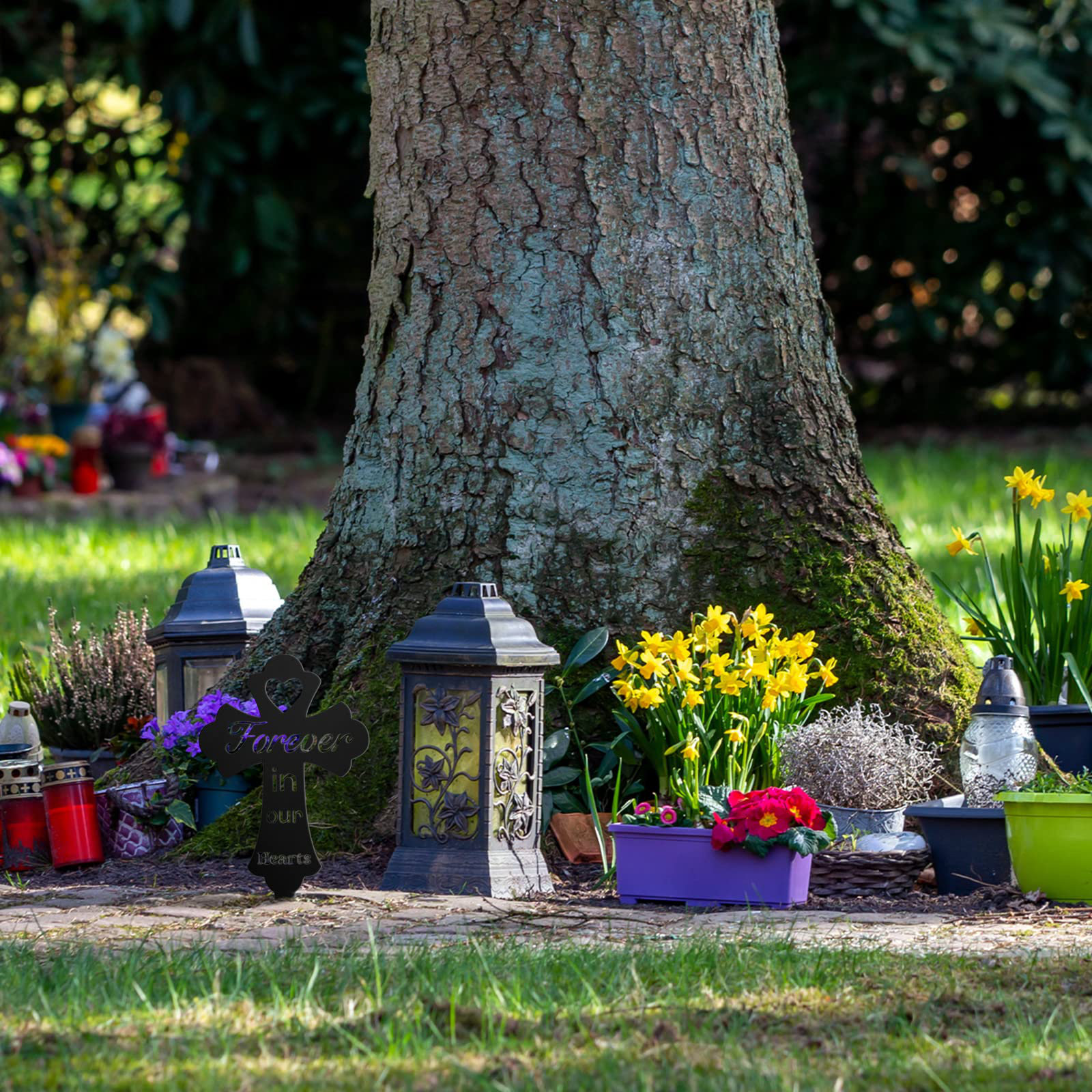 Arlmont & Co. Grave Cross Markers For Cemetery Memorial Gift Memorial ...