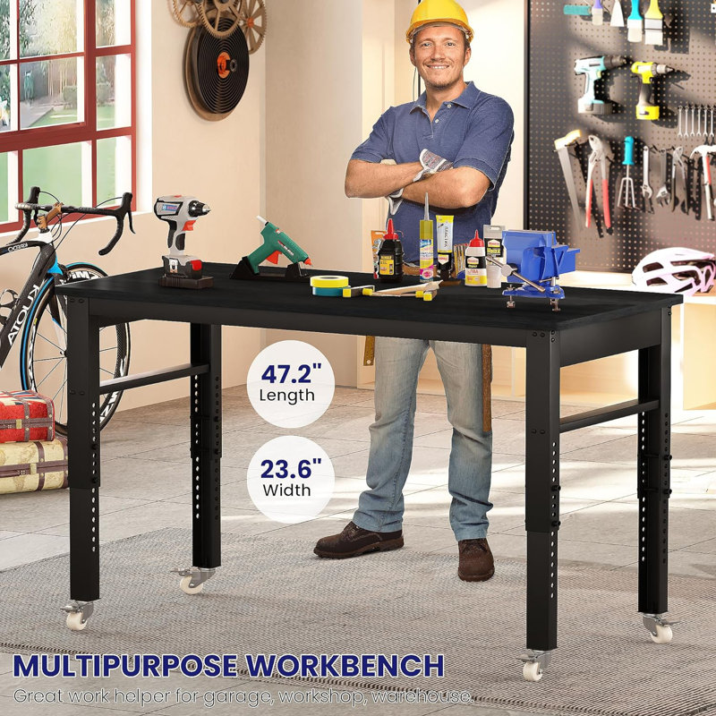 WFX Utility™ 47.2'' W Manufactured Wood Top Height-Adjustable Workbench ...
