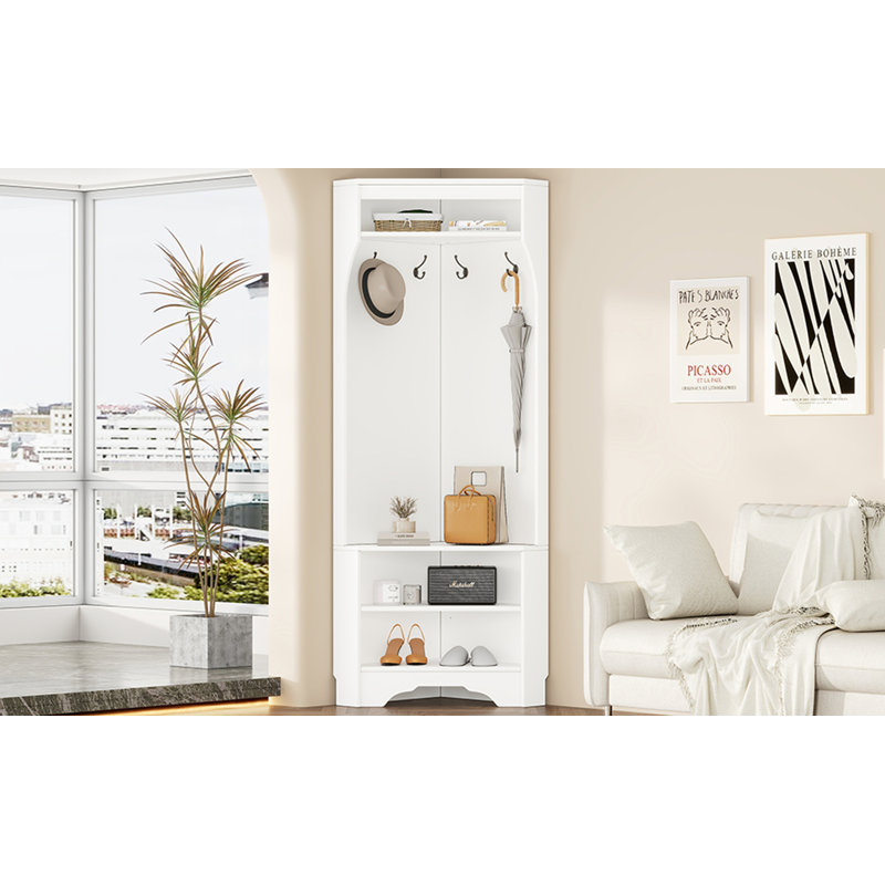 Lark Manor™ Minimalist Corner Hall Tree with Shoe Bench | Wayfair