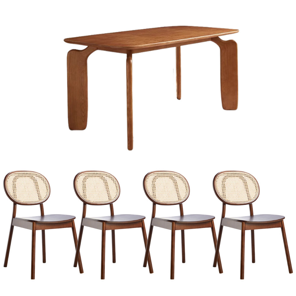 RESROS Brown Simple Thick Ash Wood Dining Table Set | Wayfair
