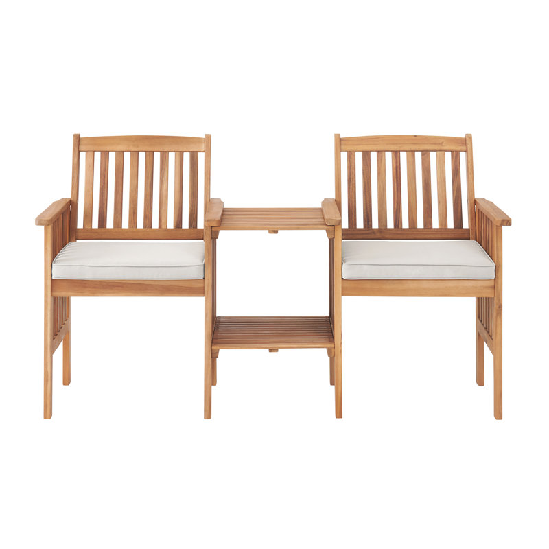 Lark Manor™ Aney 60" Wide Solid Wood Double Seat Bench with Attached ...