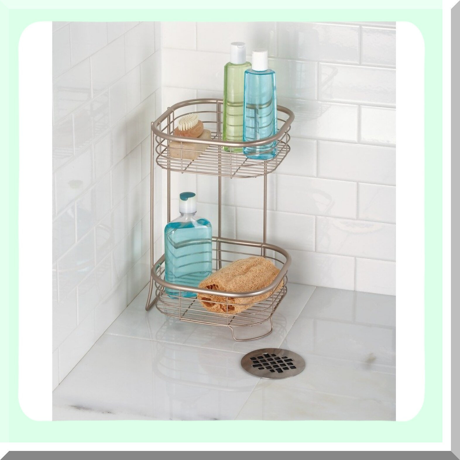 Rebrilliant Forma 2-Tier Metal Wire Shower Caddy - Corner Standing Bath ...
