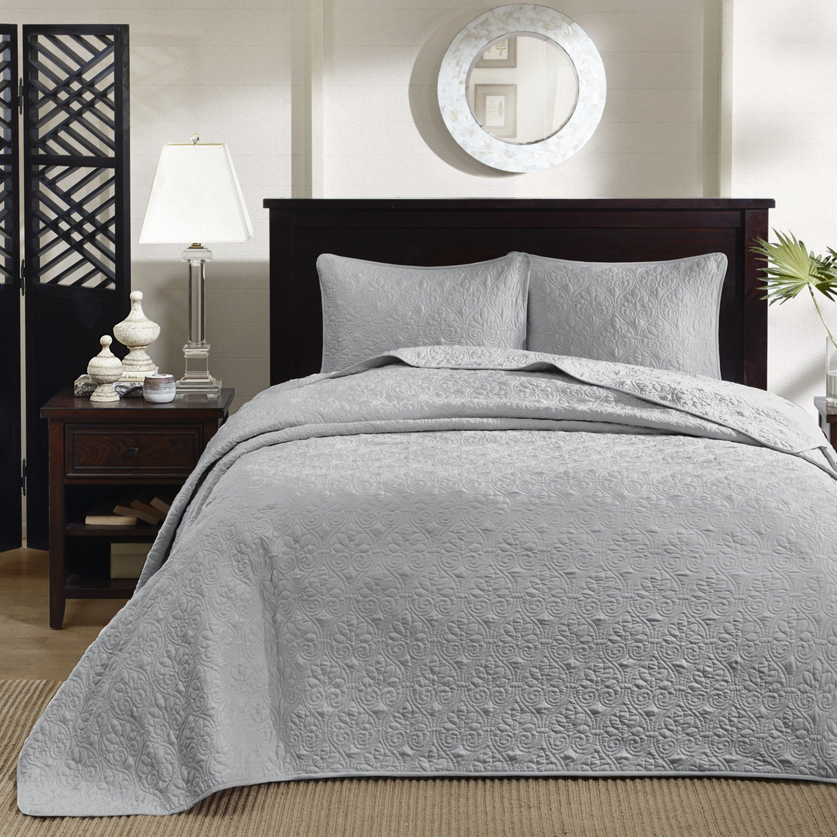 TUOXIN Reversible Bedspread Grey - Unbelievable Quilting Pattern ...