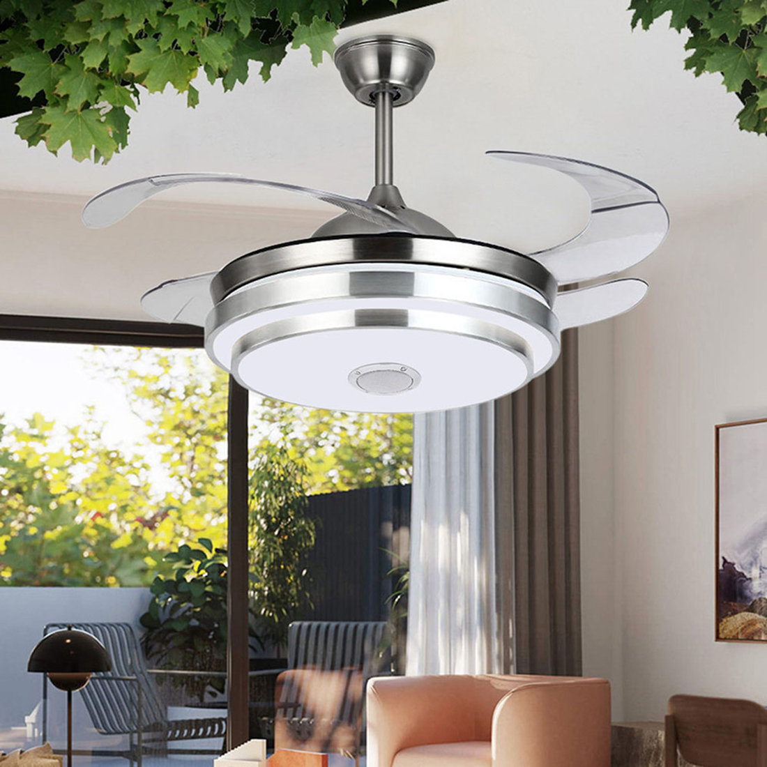 Orren Ellis Dimmable 42In Ceiling Fan Lamp Bluetooth Speaker Led ...