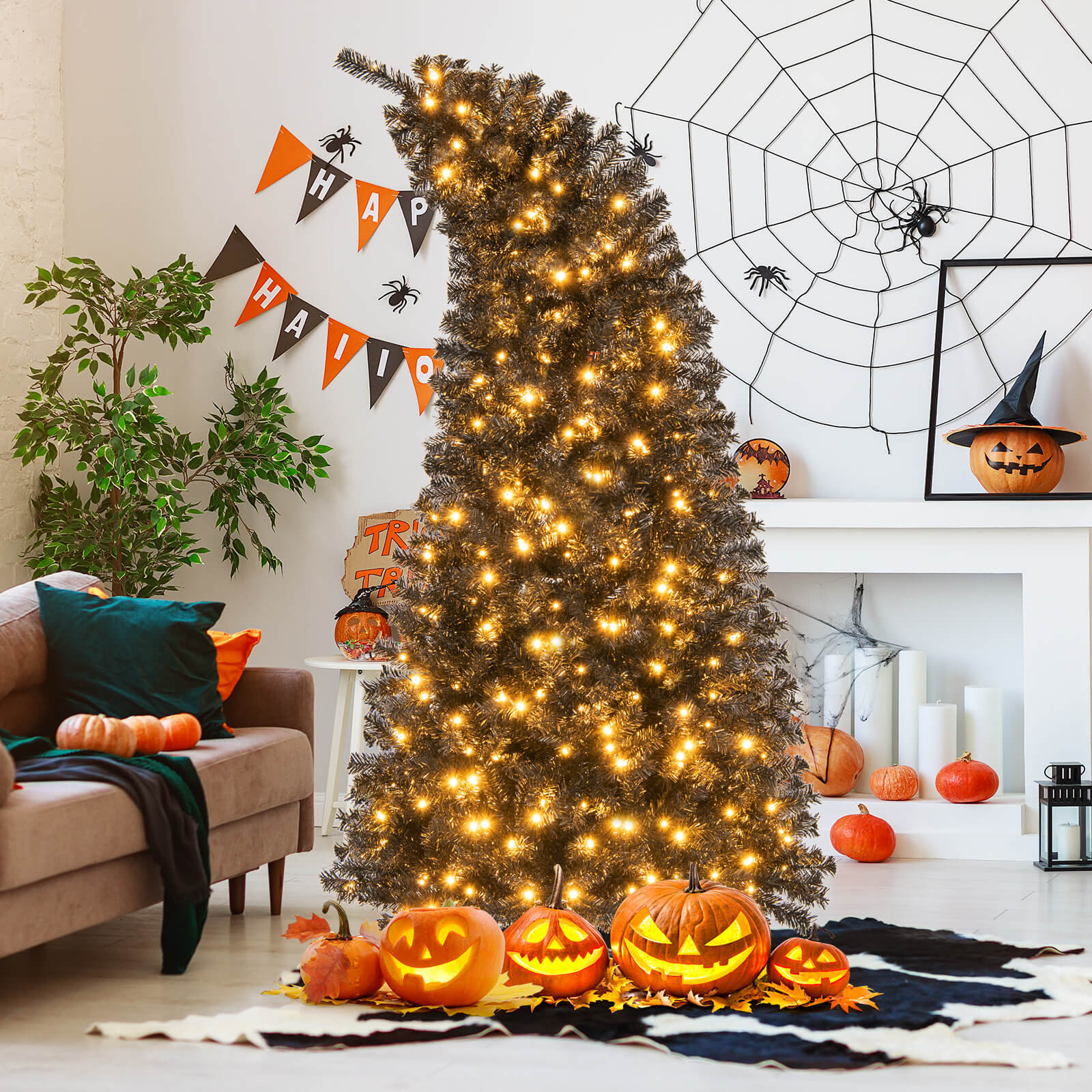 The Holiday Aisle® 7 Ft Artificial Halloween Tree With Bendable Top ...