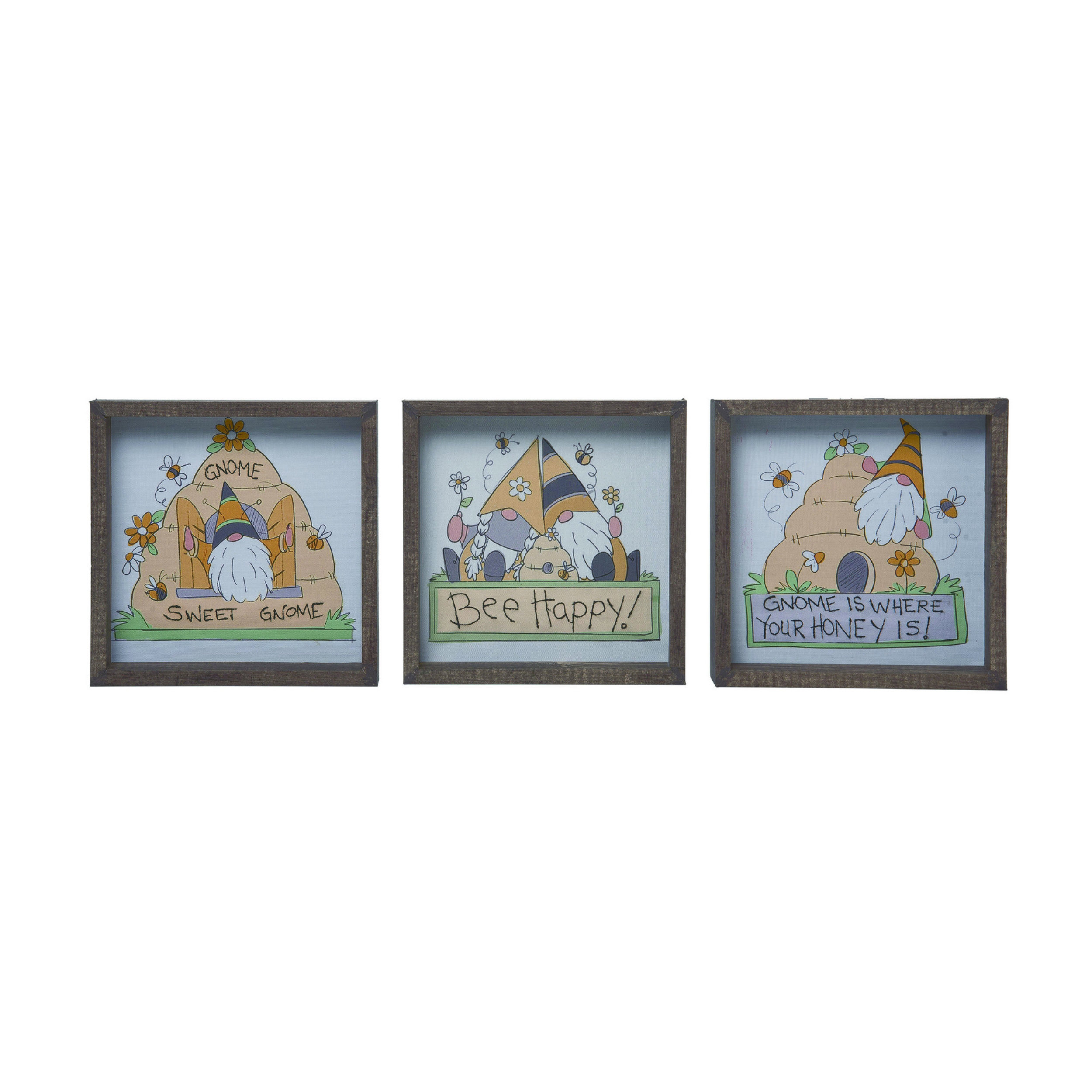 Trinx MDF Embroidered Accent Bee Decor Set of 3 Spring Home Decorations ...