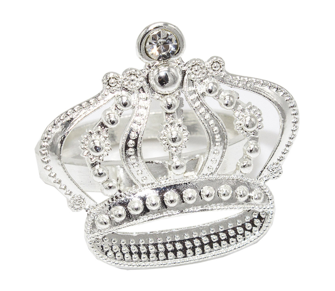 Rosdorf Park Gold Gorgeous Crown Metal Jeweled Napkin Rings, Set Of 4 ...