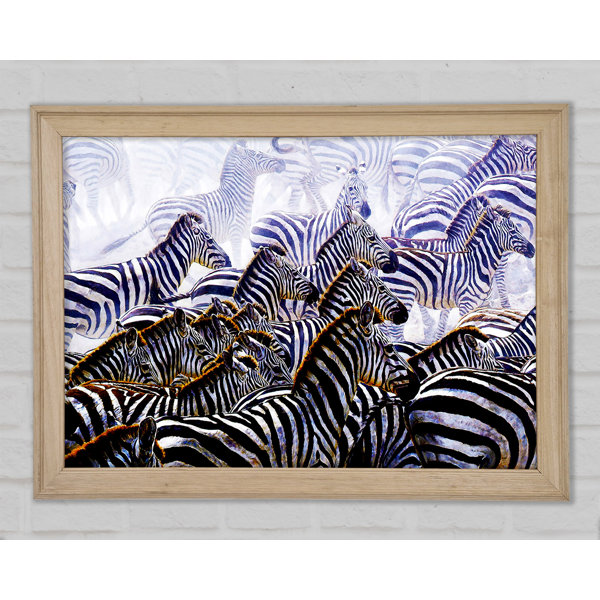 Ebern Designs Zebra Stampede - Single Picture Frame Print | Wayfair.co.uk
