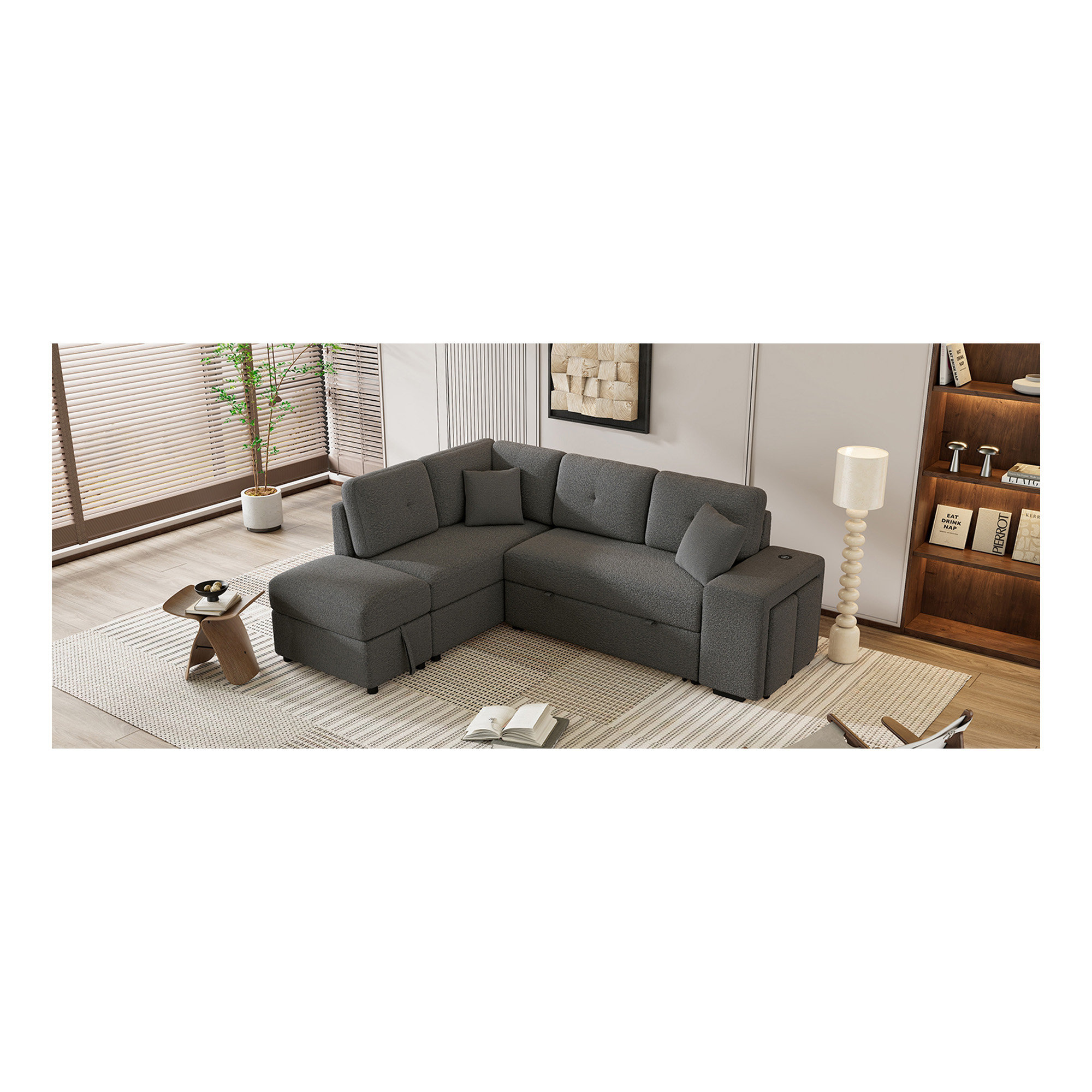 Latitude Run® Convertible Sleeper, Sectional Pull Out Sofa Bed with ...