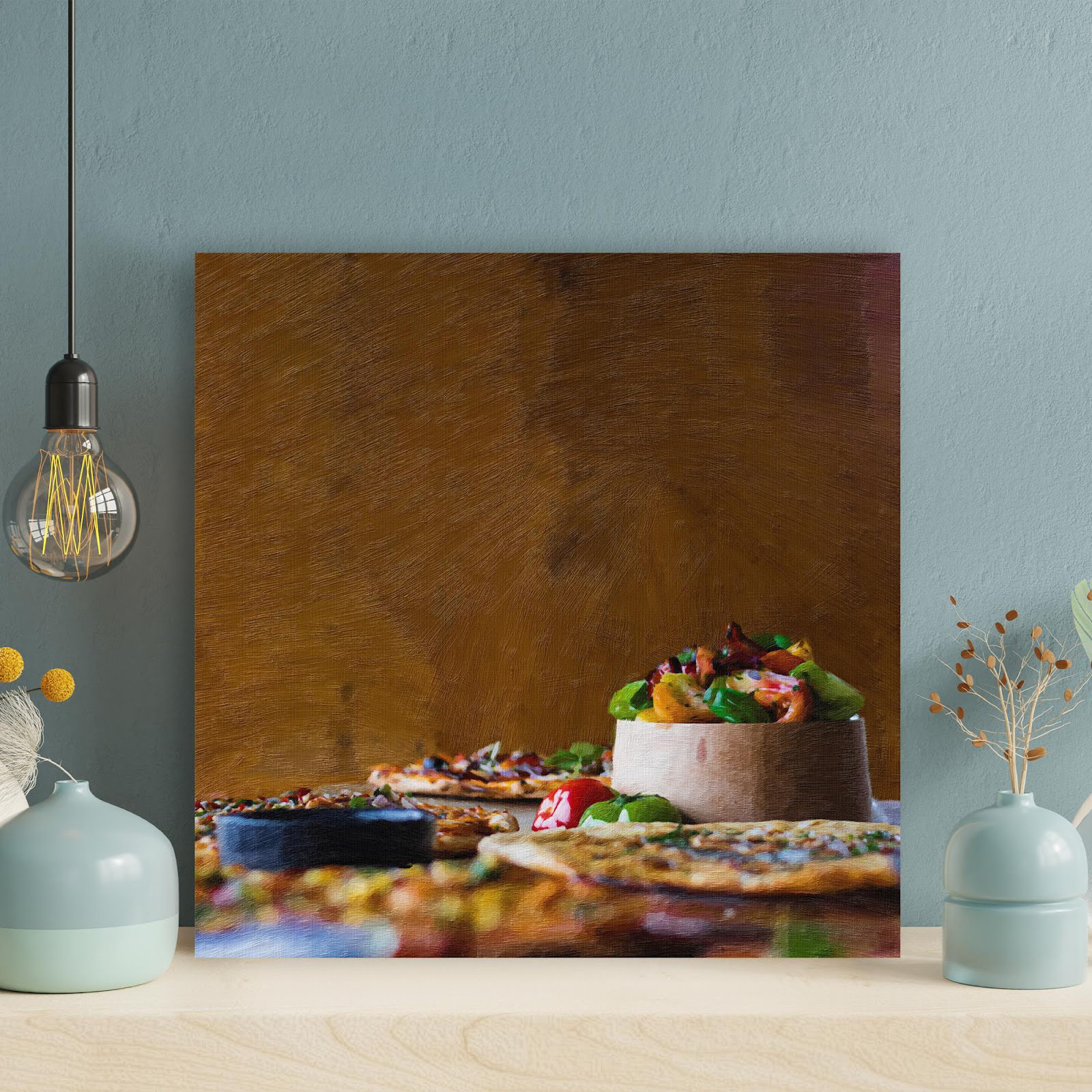 Latitude Run® Vegetable Salad On Brown Wooden Table - 1 Piece Square ...