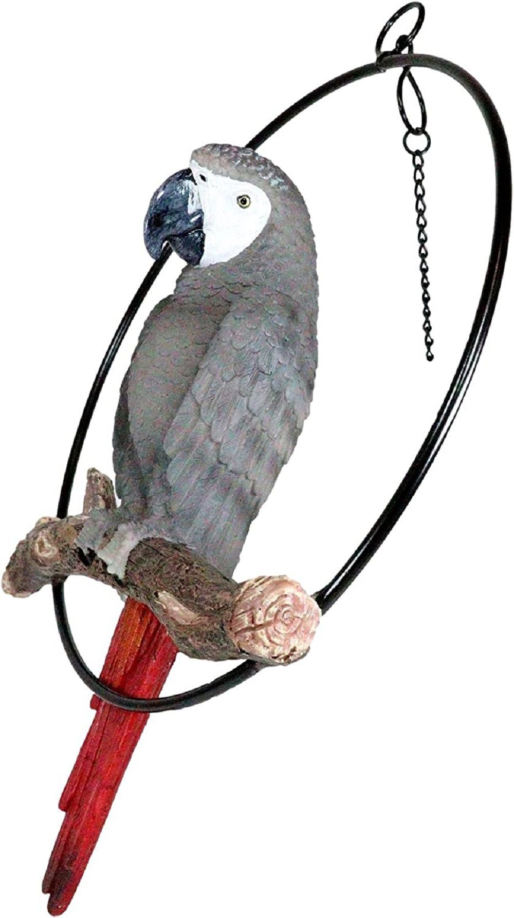 Bay Isle Home™ Hanging Macaw Parrot Perching On Branch In Metal Round ...