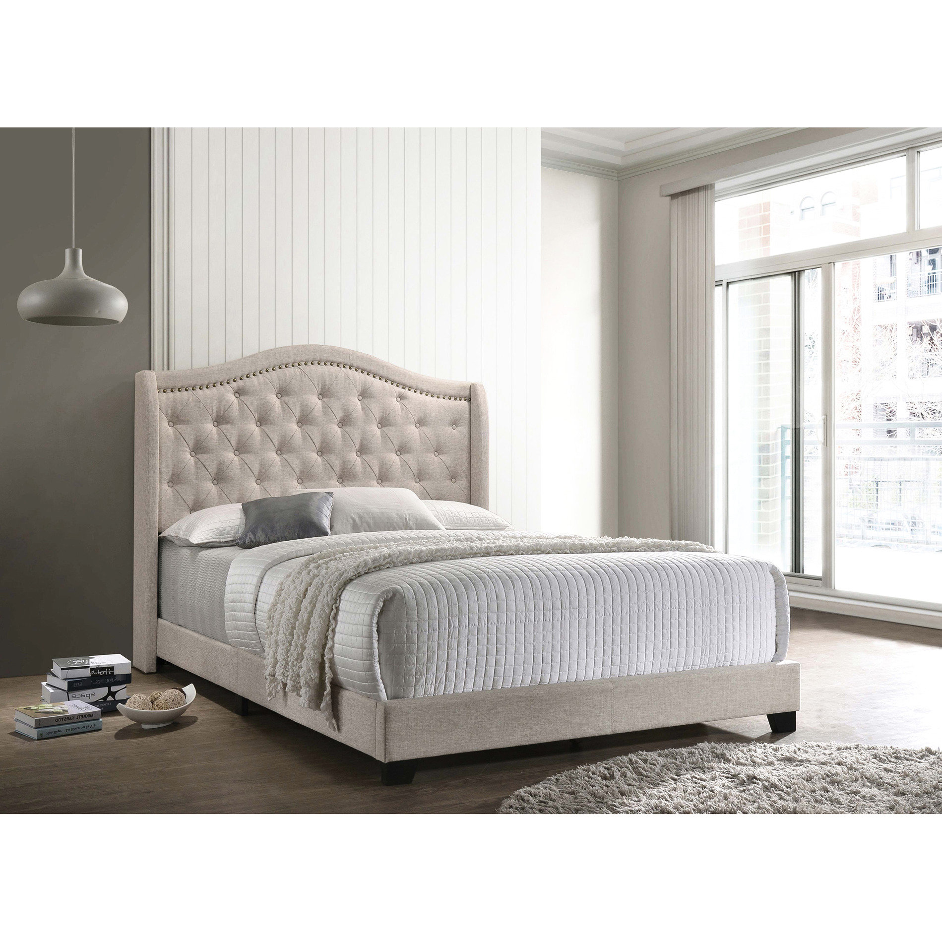 Latitude Run® Copper Beige Upholstered Queen Bed With Wingback, Softly ...