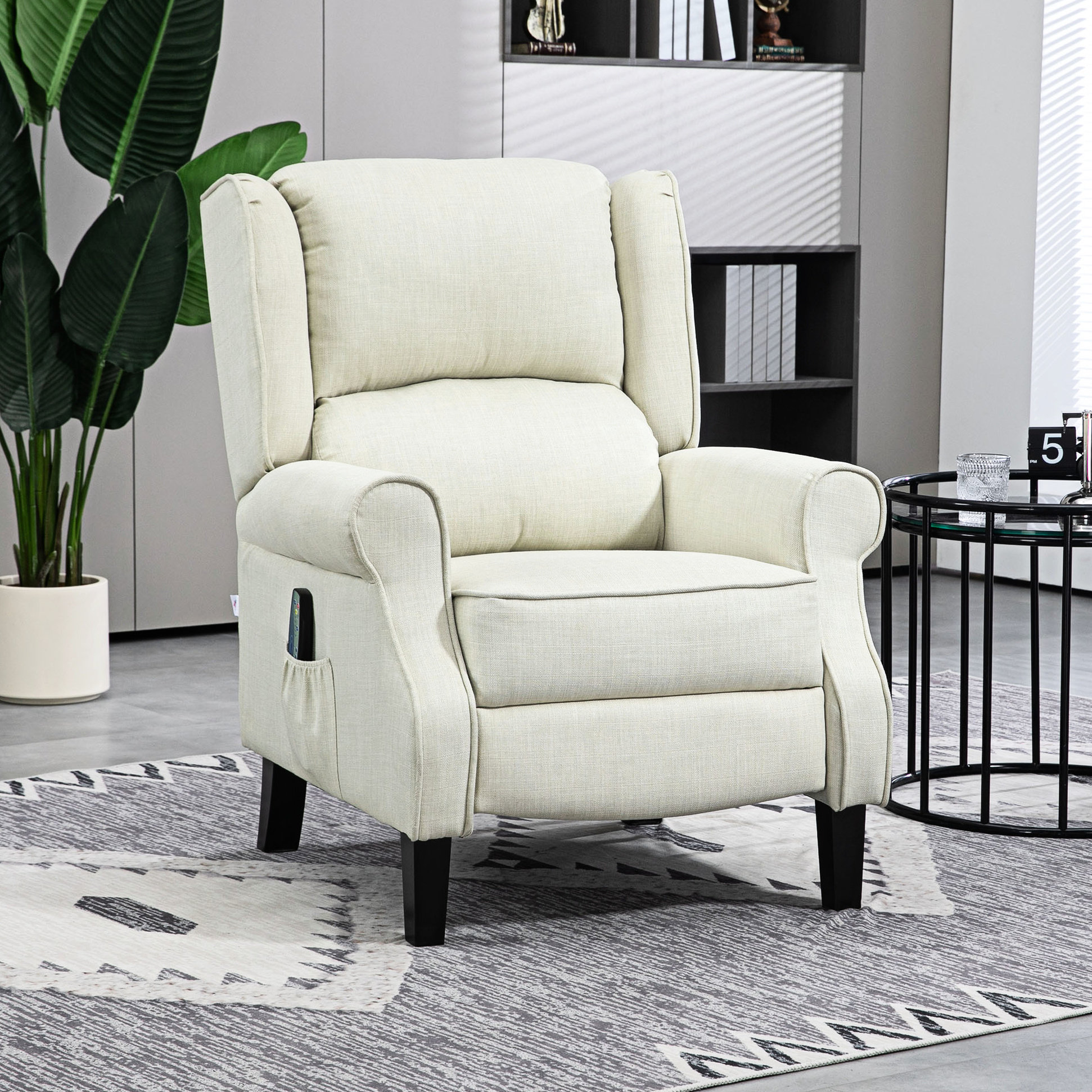 Wildon Home® White Wingback Recliner Chair With Vibration Massage ...