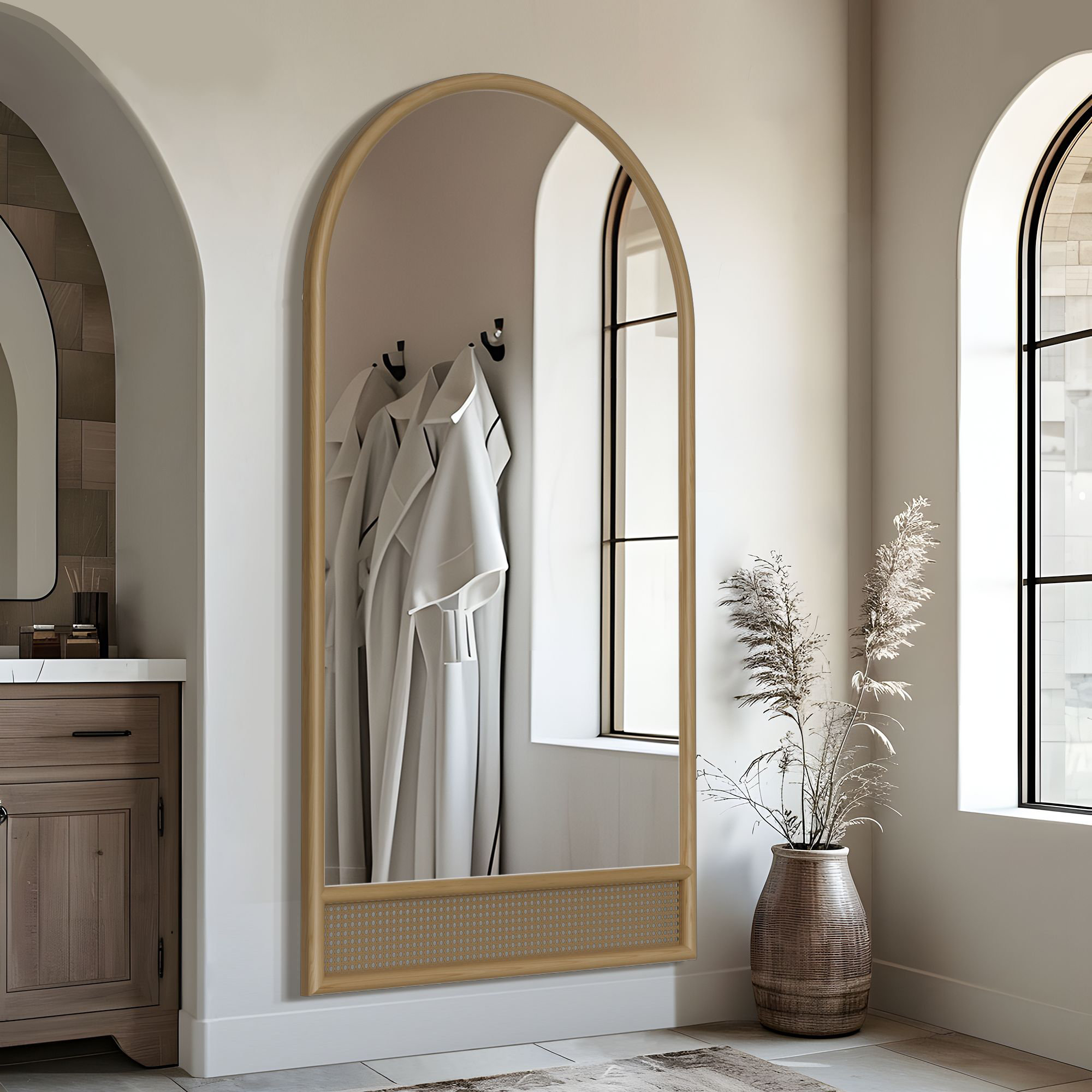 Bay Isle Home™ Arch Rattan Wood Mirror & Reviews | Wayfair