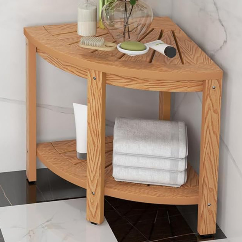 Loon Peak® 17" Shower Bench,Corner Shower Stool with Storage Shelf and ...