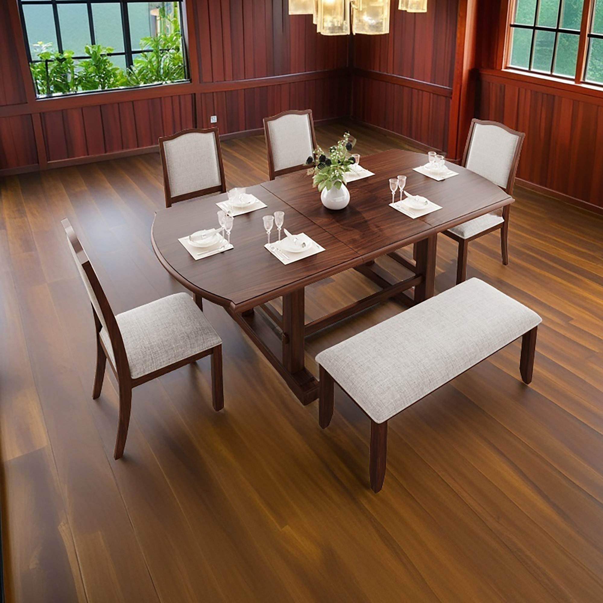 Lark Manor™ 6-Piece Dining Table Set, 60Inch To 78Inch Extendable Wood ...