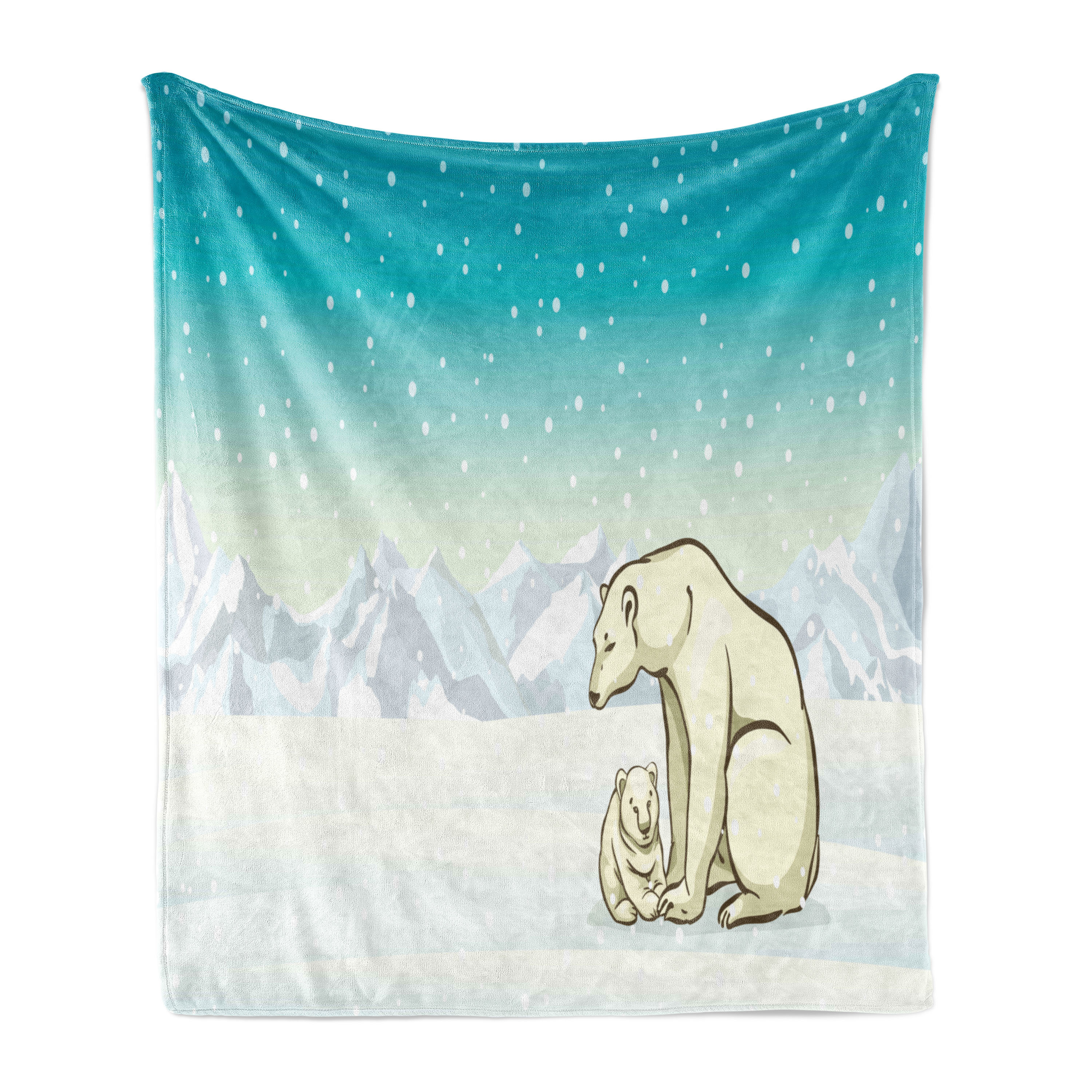 Ambesonne Polar Bear Fleece Throw Blanket Arctic Animal Family ...
