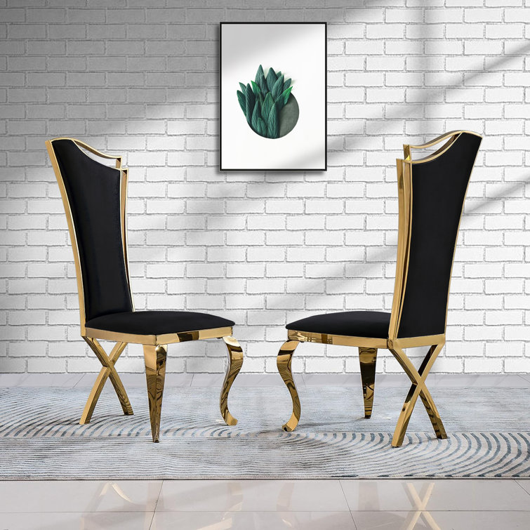 Rosdorf Park Luxury King Chairs Throne Black Velvet Dining Room Chair ...