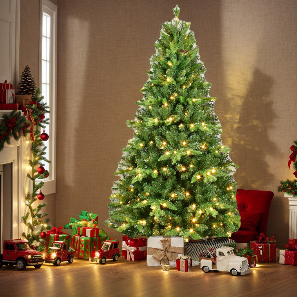 The Holiday Aisle® 7FT Prelit Christmas Tree Artificial Full Christmas ...