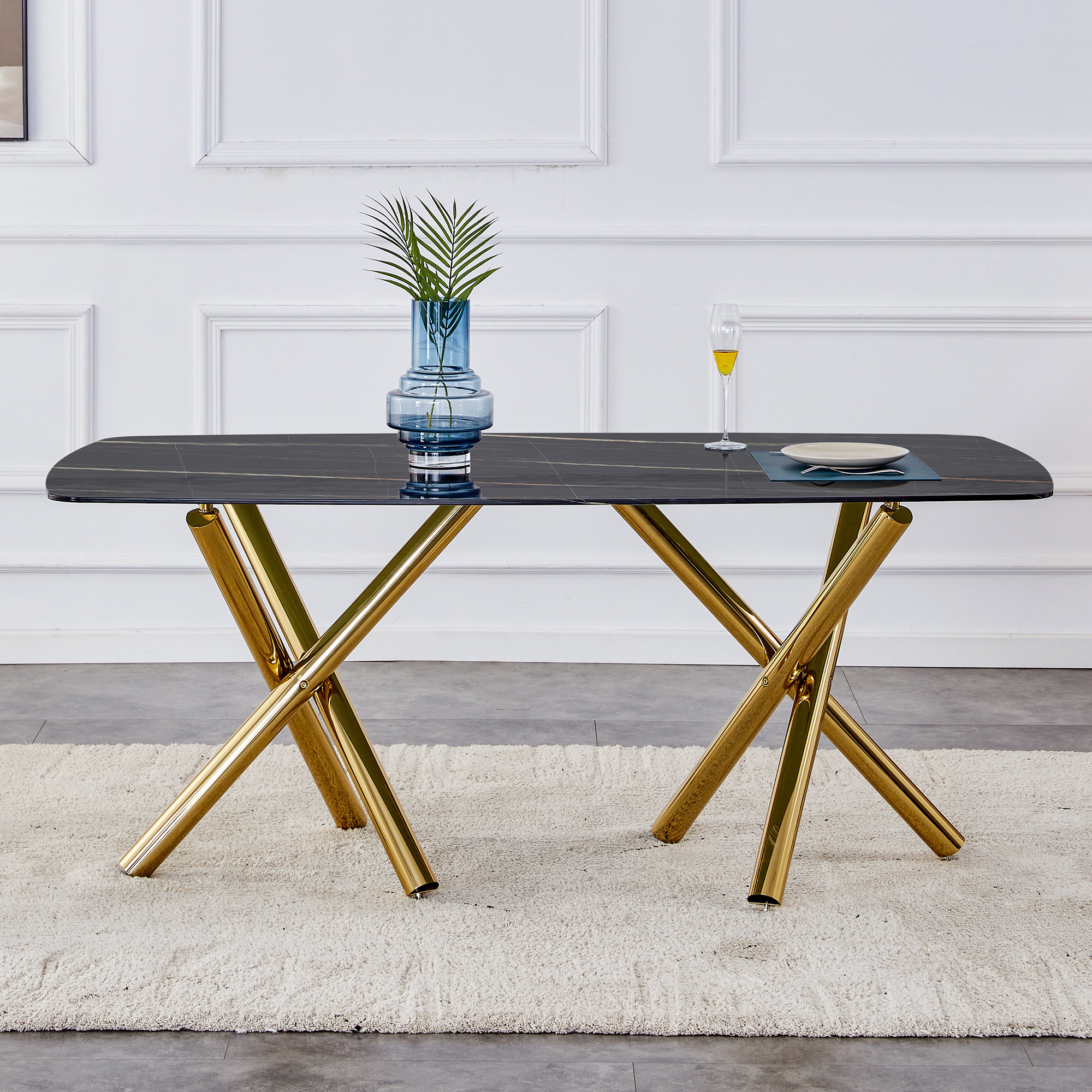 Mercer41 Ultra Modern Dining Table Large Rectangular Design Glass And ...