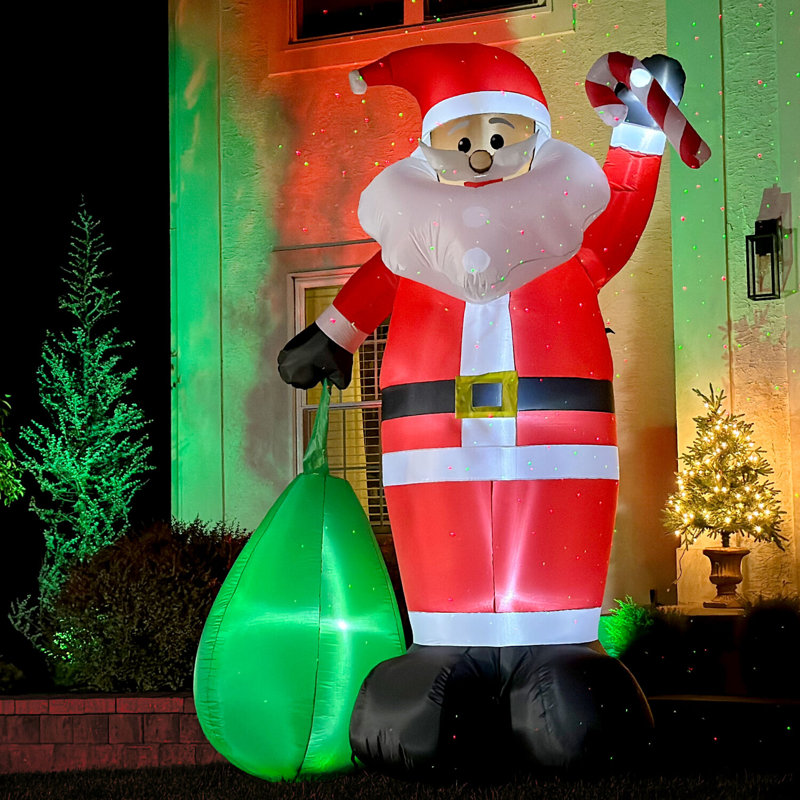 Fraser Hill Farm 10-Ft. Tall Prelit African American Santa Holding Toy ...