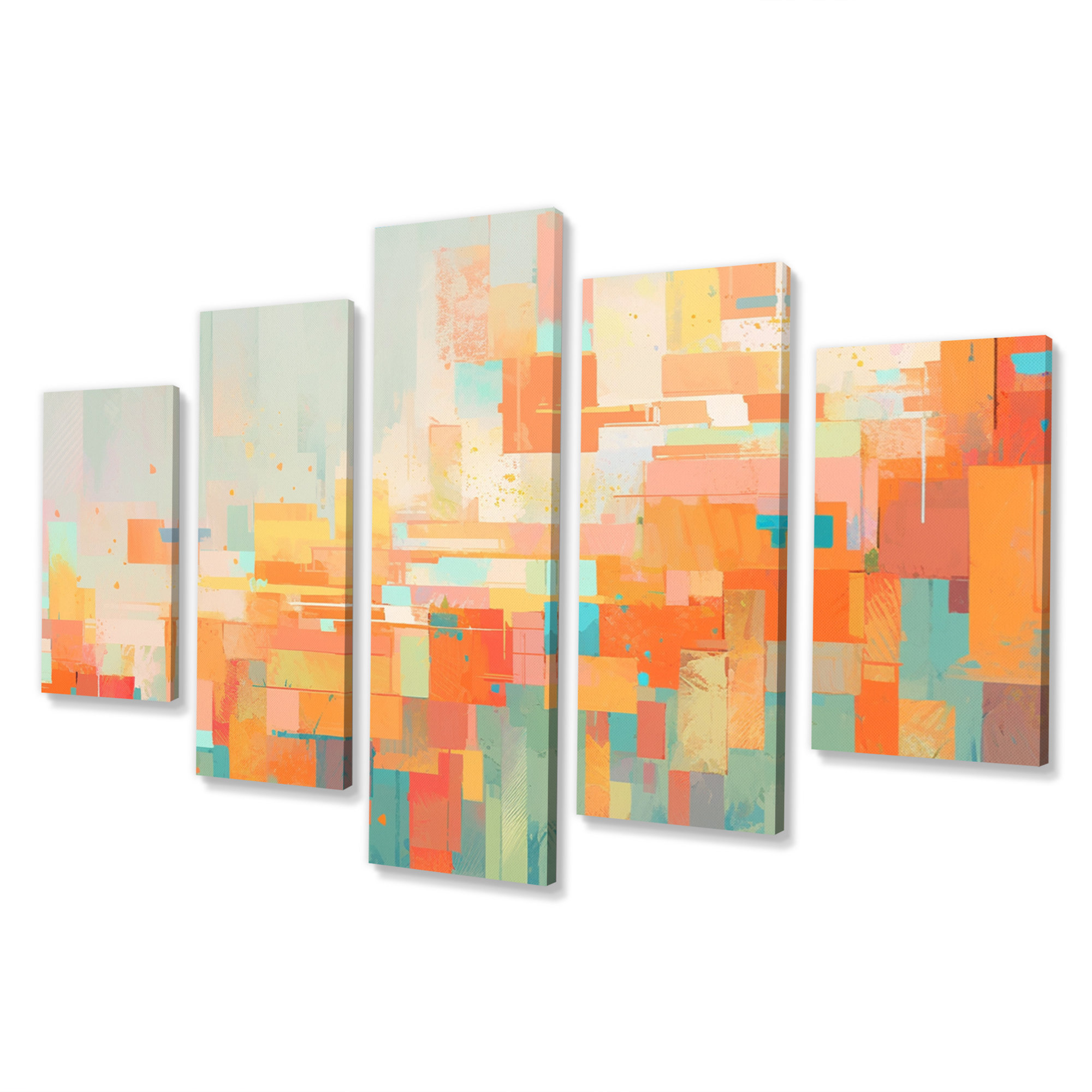 Wrought Studio Orange Green Shattered Realities - Cubism Wall Decor - 5 ...