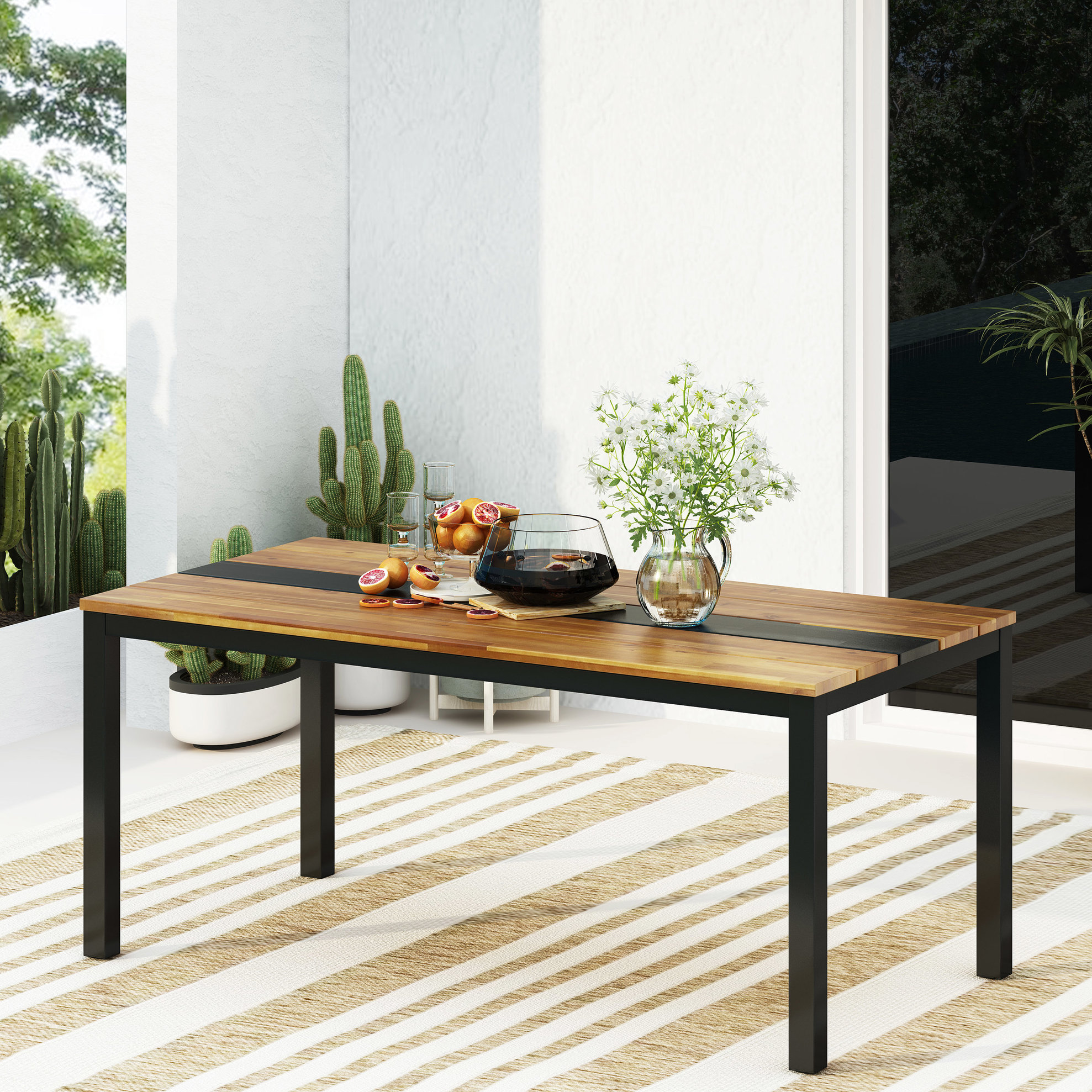 Latitude Run® Wood Top Dining Table With Powder - Coated Frame, 63.32 ...