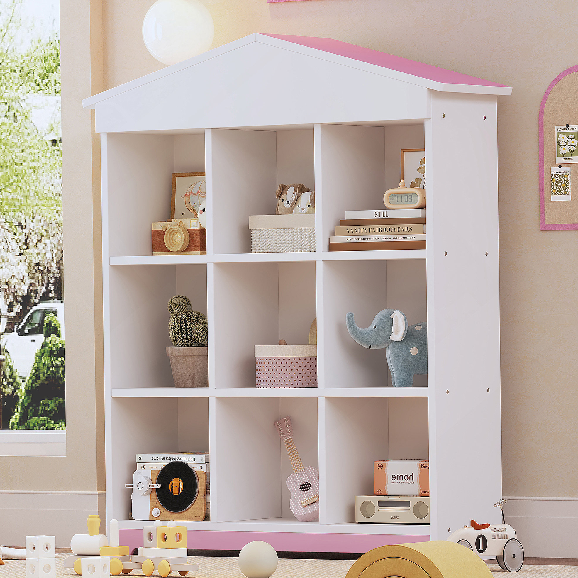 Ophelia & Co. House-Shaped Storage Rack With Nine Storage Compartments ...