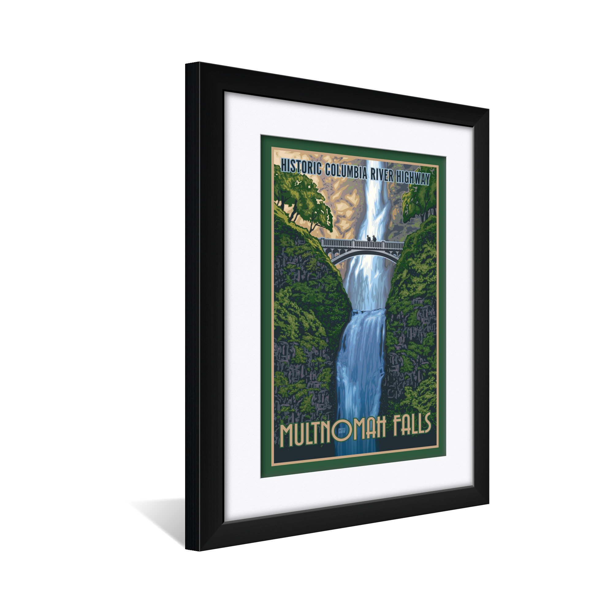 Millwood Pines Multnomah Falls Hikers Professionally Framed & Matted ...