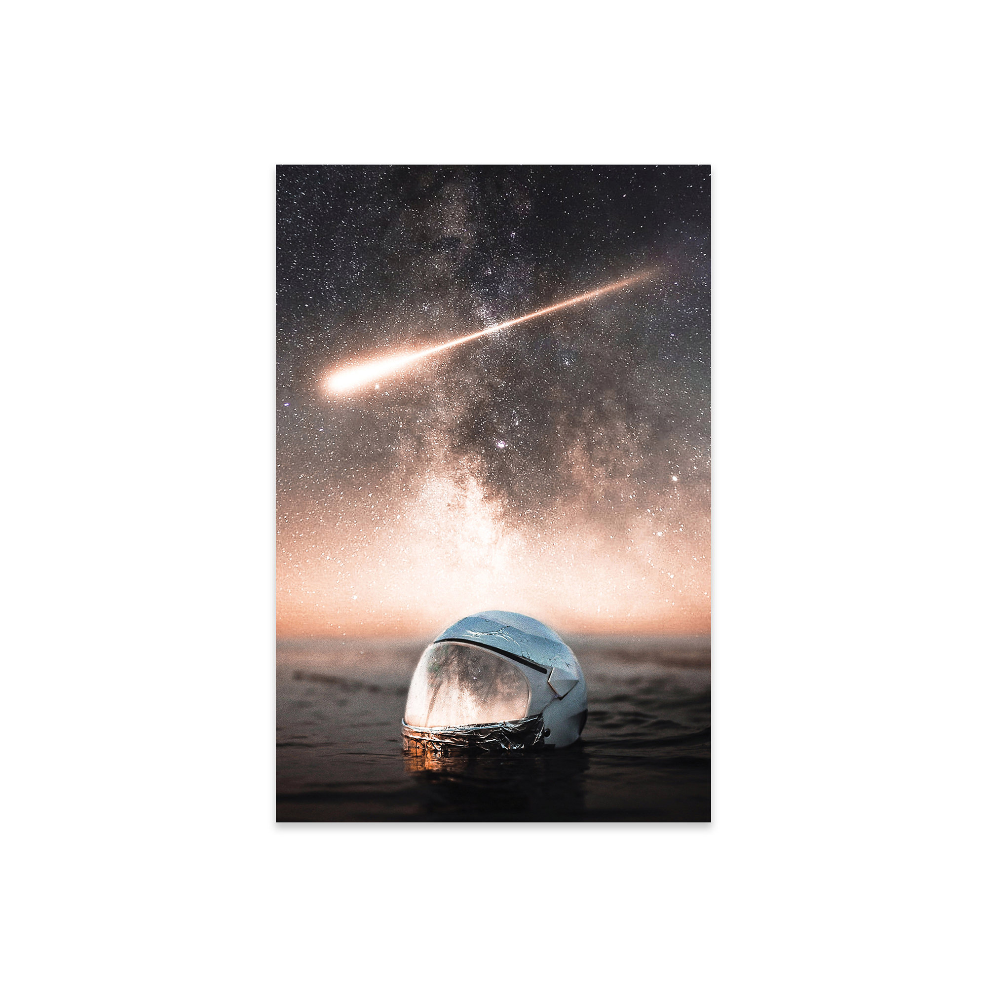 Ebern Designs Astronaut Helmet Reflection in Ocean and Comet in Sky ...