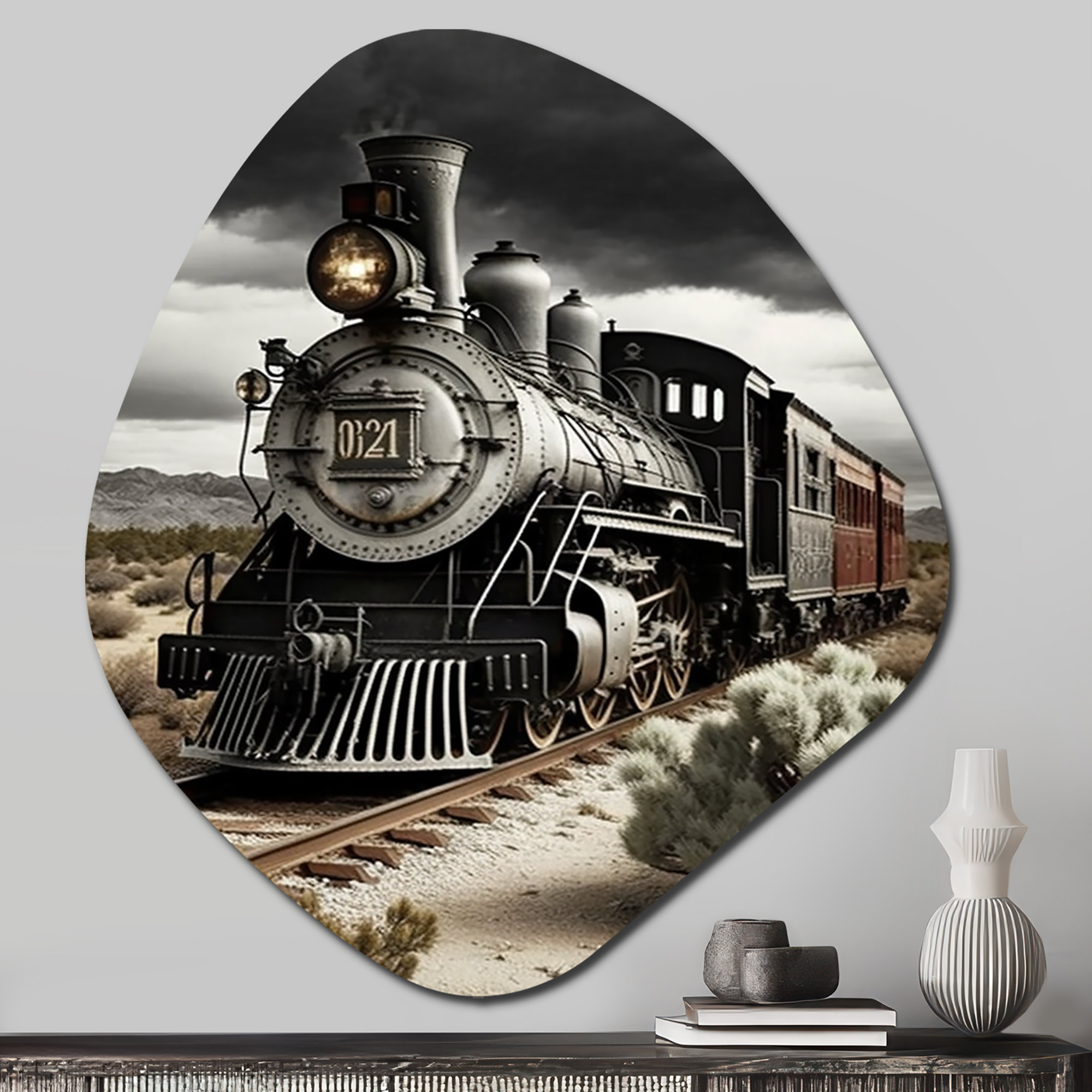 Design Art Train On The Track I - Transportation Train Nebula Shape ...