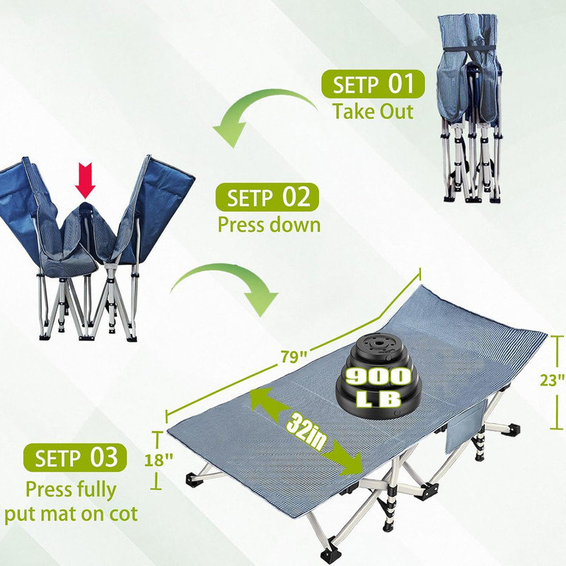 IDIABA Camping Cots Oversize Cots for Adults Extra Large Cots for ...