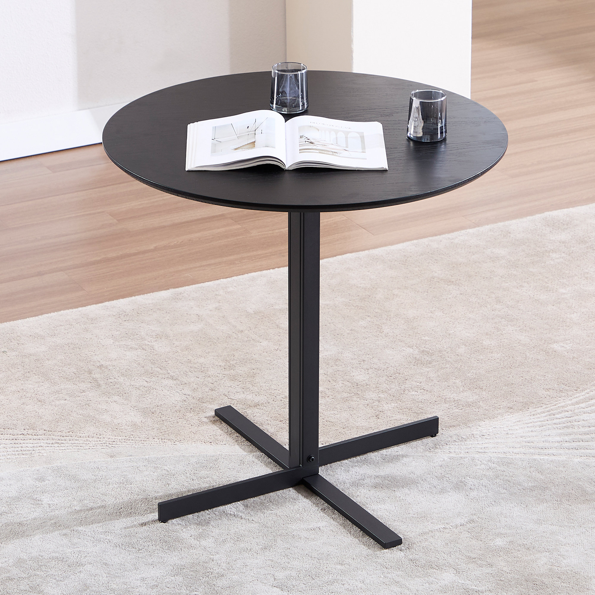 17 Stories Modern Pedestal Dining Table With Metal Base, Round Dining ...
