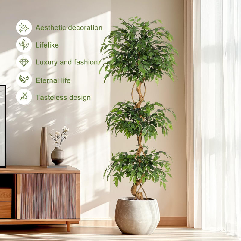 Primrue 6FT Ficus Artificial Tree With Curved Trunk | Wayfair