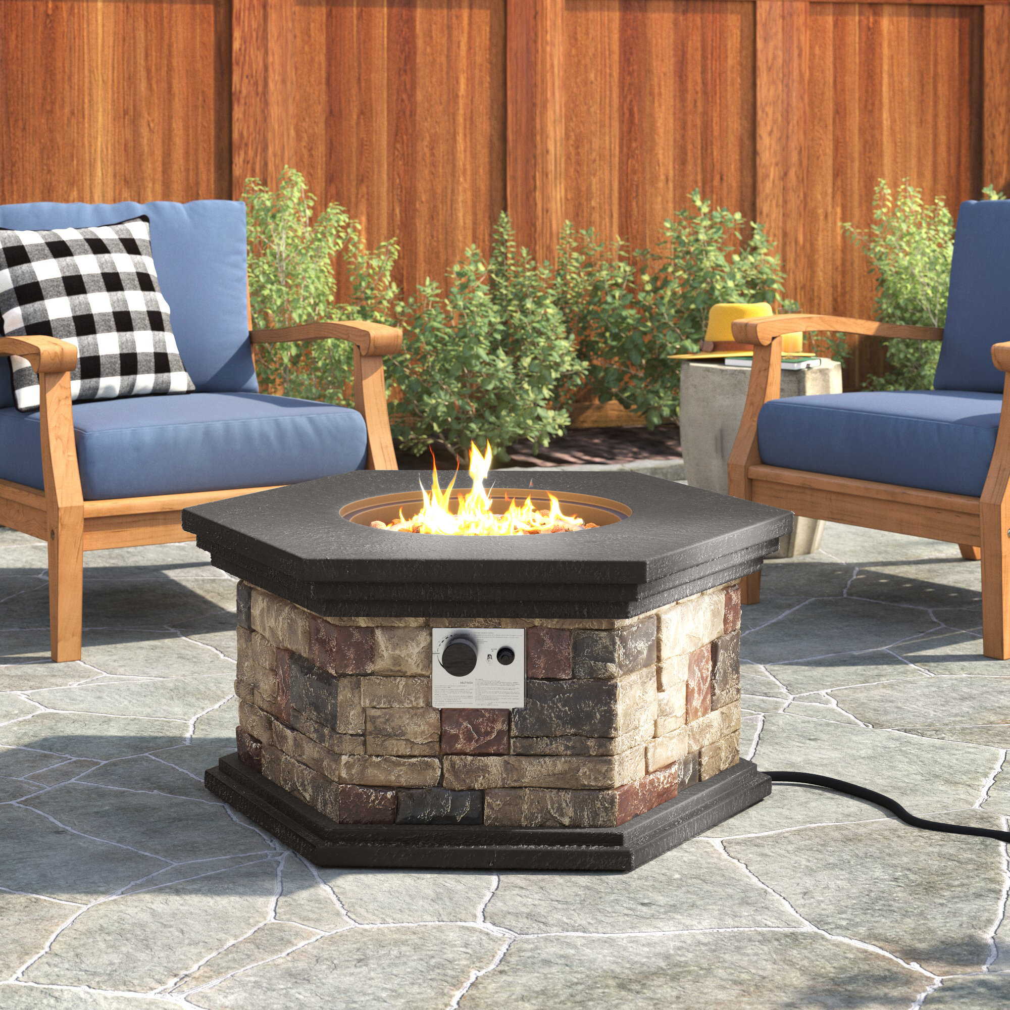 Wade Logan® Latarius 17" H Concrete Propane Outdoor Fireplace & Reviews ...