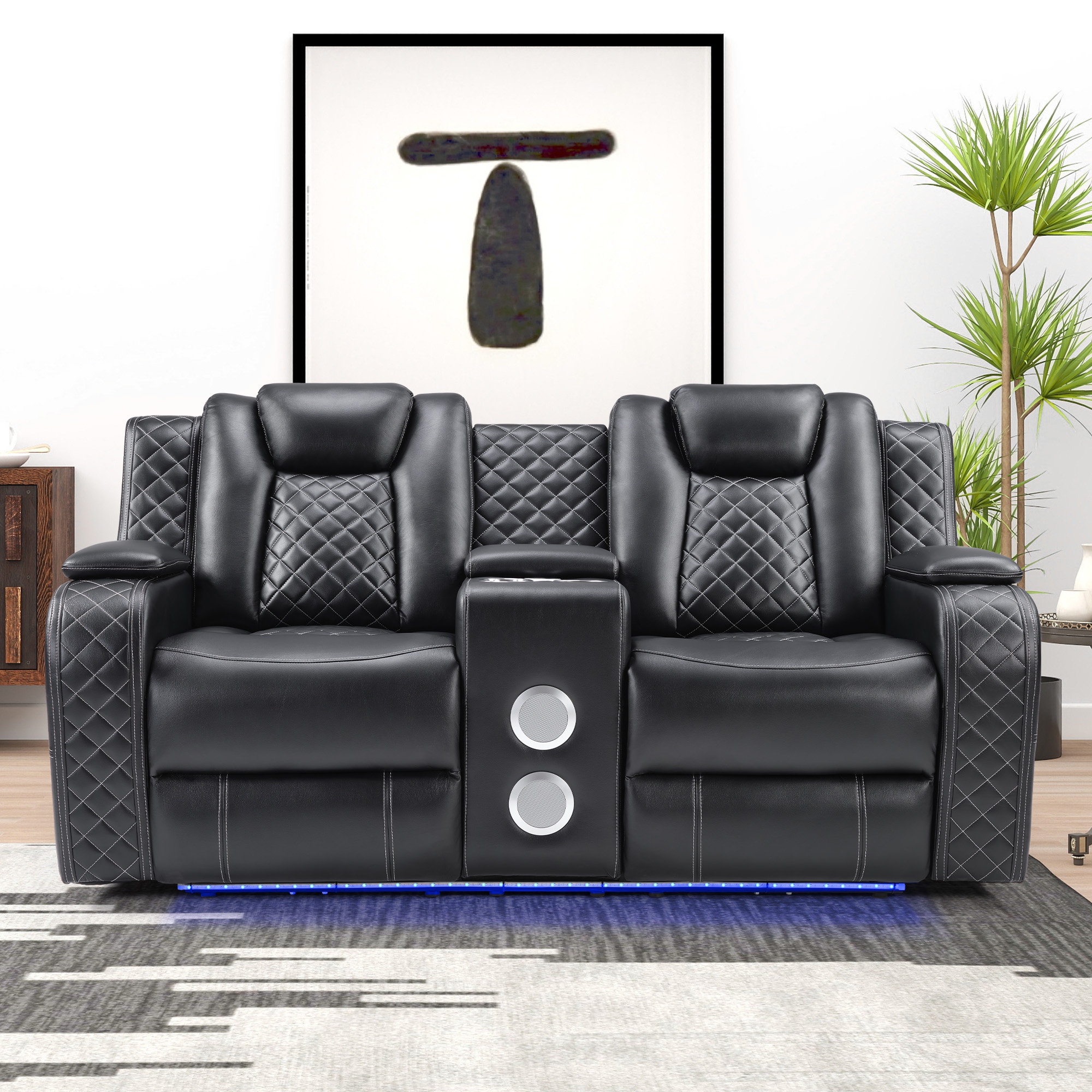 Ivy Bronx Lamica 73.2''W Breathable Leather Dual Motor Power Reclining ...