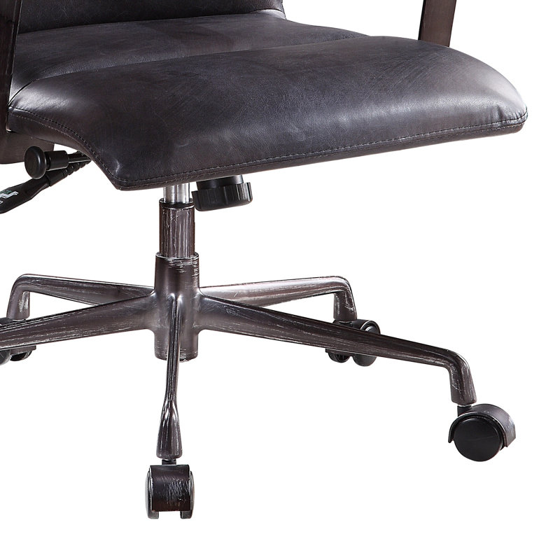 17 Stories Kaneki Top Grain Leather Swivel Office Chair | Wayfair
