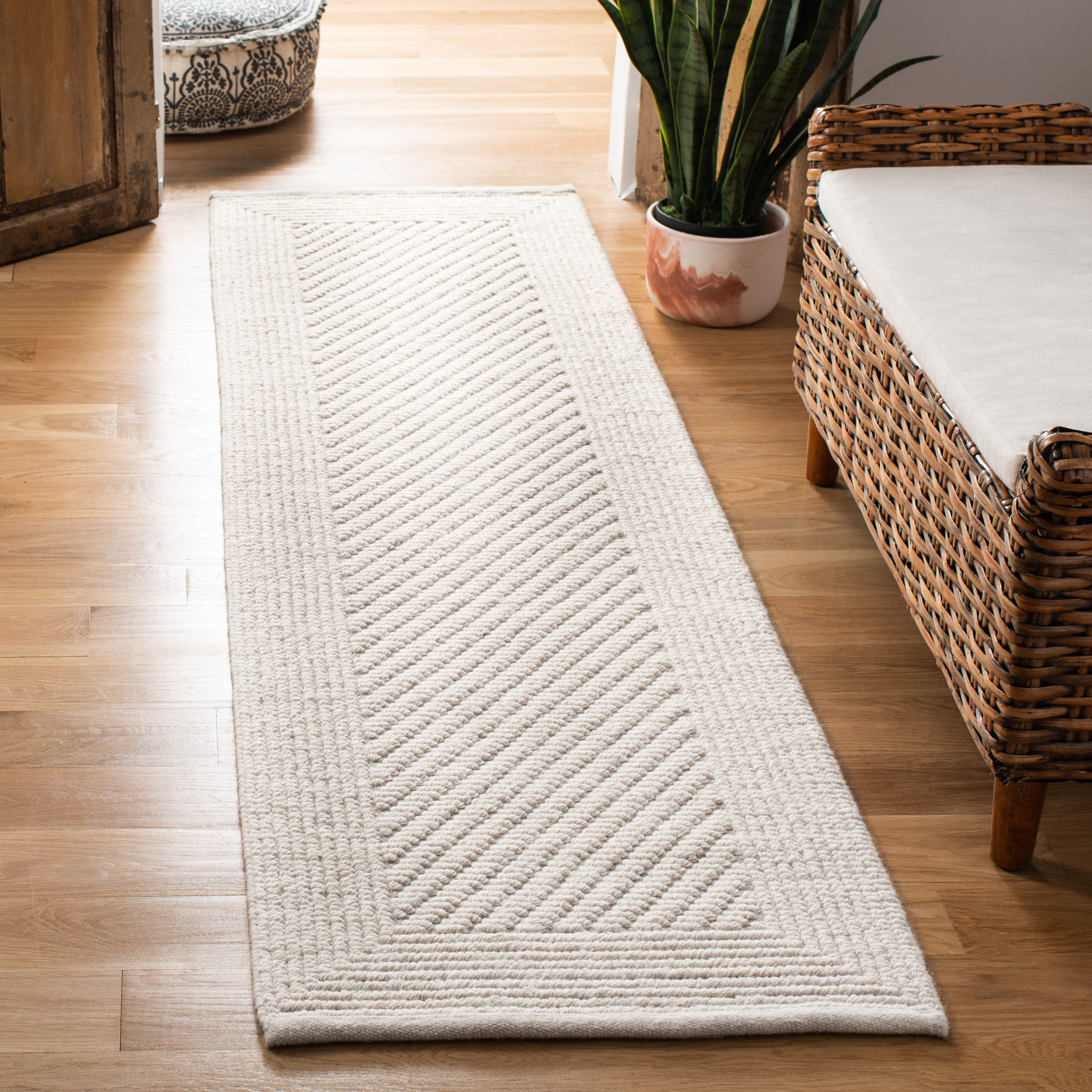 Beachcrest Home™ Brookneal Hand-Woven Flatweave Wool/Cotton Ivory Area ...