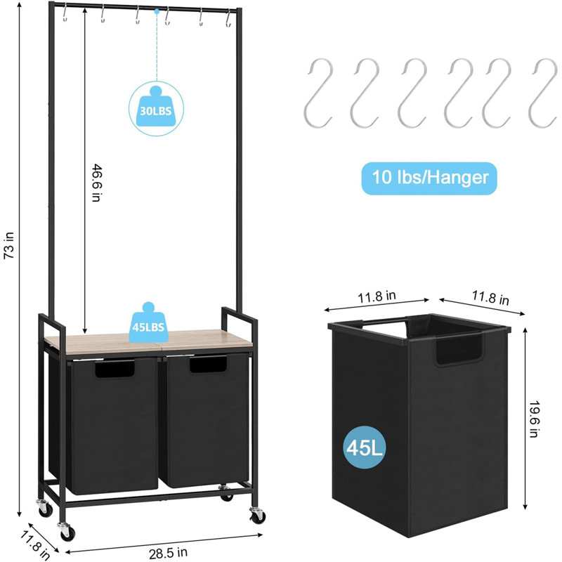 17 Stories 11.8" Metal Clothing Rack | Wayfair