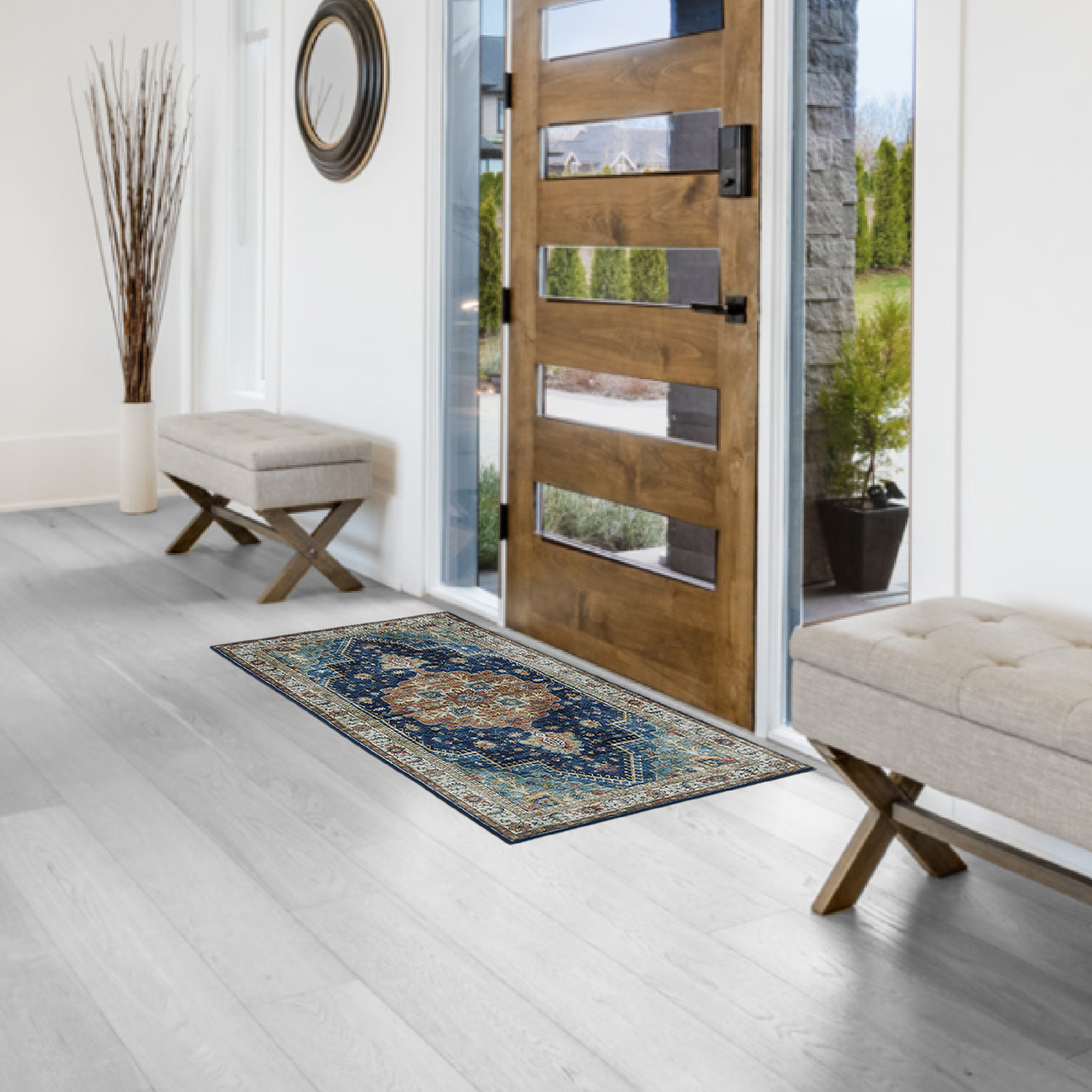 Jean Pierre Printed Chenille Rugs Area Rug with Non-Slip Backing ...