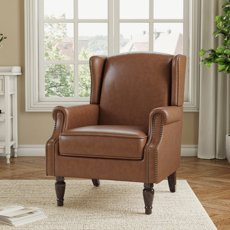 Alcott Hill® Leather Upholstered Back Single Chair | Wayfair
